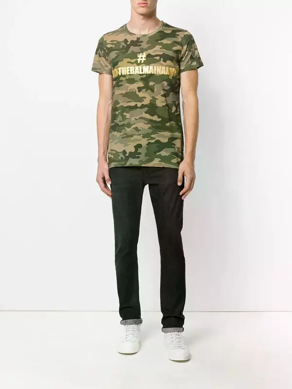 Balmain Camouflage Print Logo T-shirt