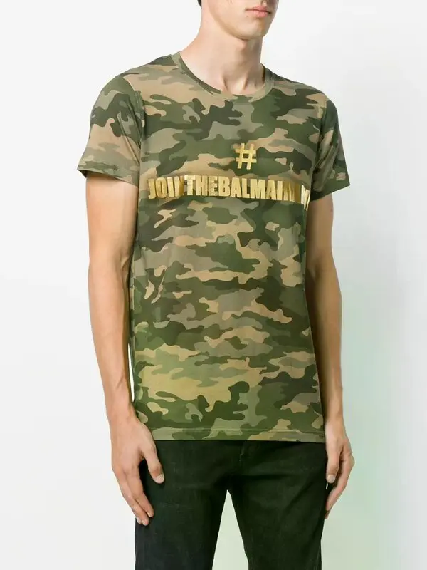 Balmain Logo Balmain Army T Shirt BALMAIN Balmain Camouflage B
