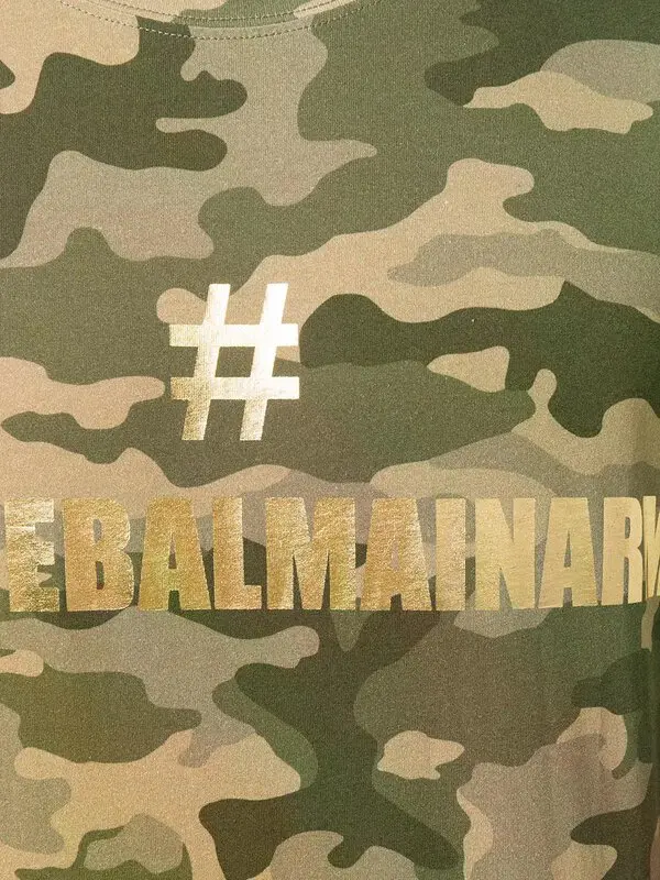 Balmain Camouflage Print Logo T-shirt