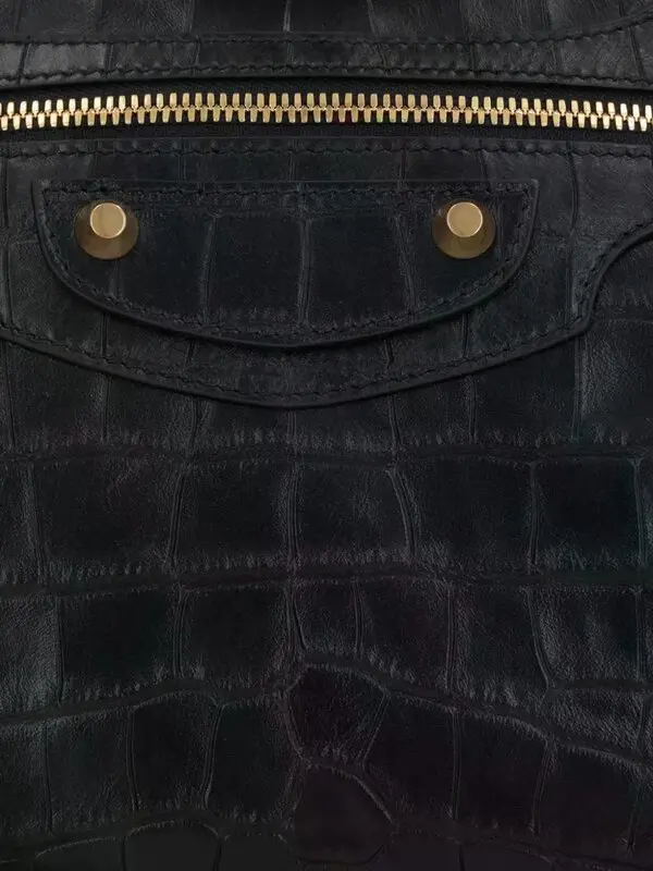 Balenciaga Medium Le City Crocodile-embossed Top-handle Tote Bag - Black
