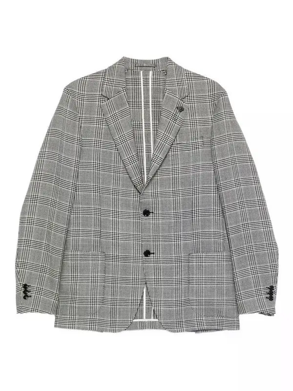 LARDINI Checked Two-button Blazer - Neutrals