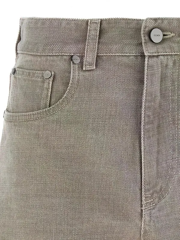 Fendi Stamp 1925 Logo-embroidered Denim Shorts - Neutrals