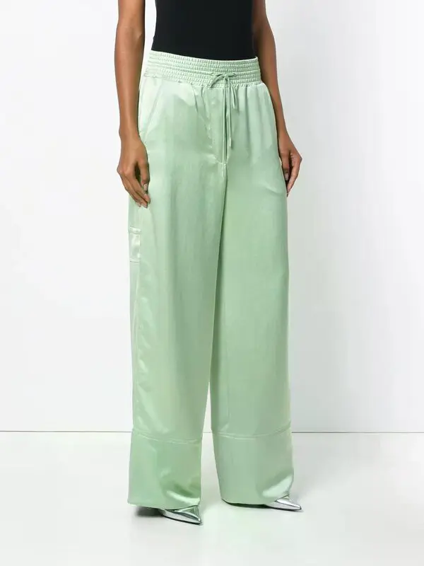 Off-White Satin Wide-leg Trousers