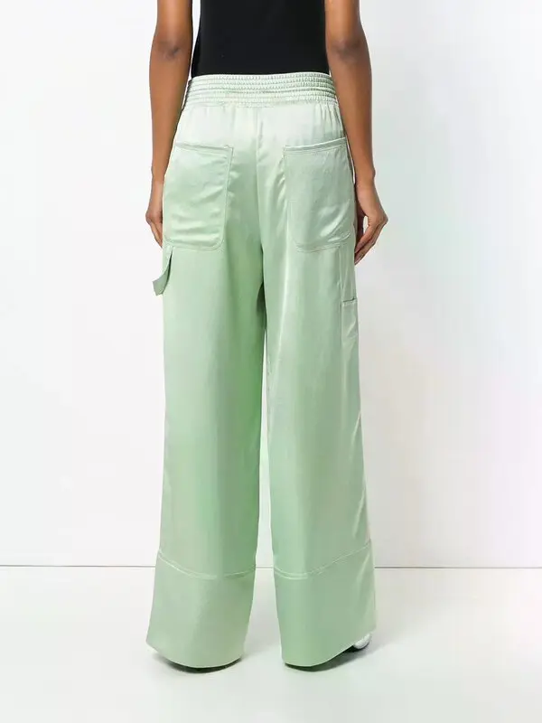 Off-White Satin Wide-leg Trousers