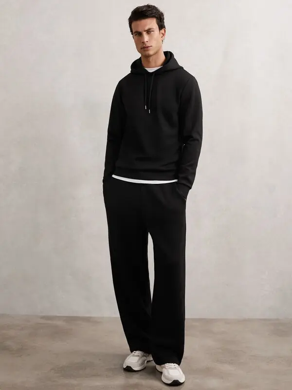 REISS Monterey Cotton-blend Fleece-back Joggers - Black