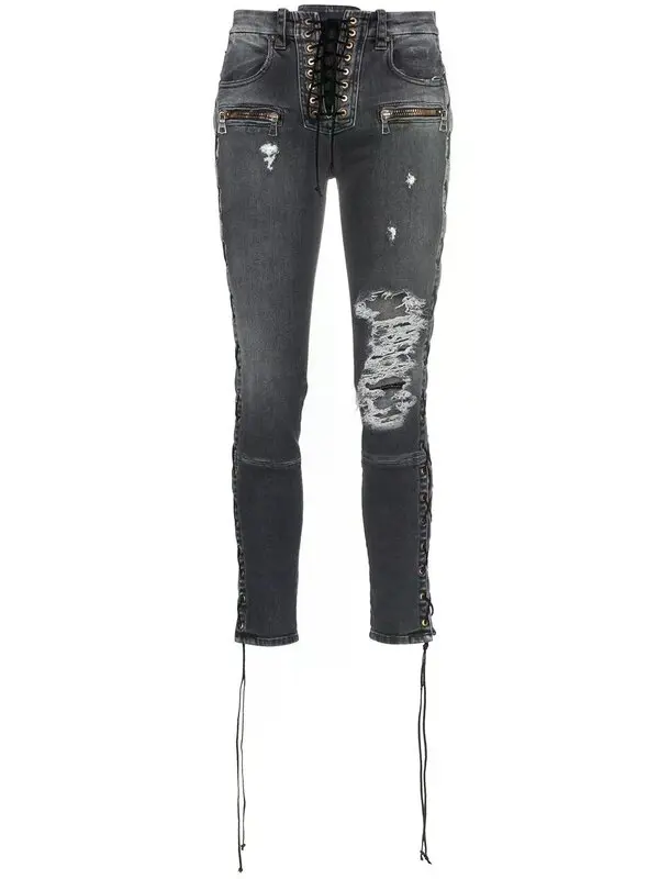 BEN TAVERNITI UNRAVEL PROJECT Skinny Stonewash Ripped Jeans