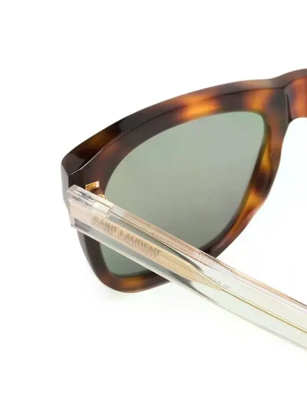 Saint Laurent Tortoiseshell Square Frame Glasses
