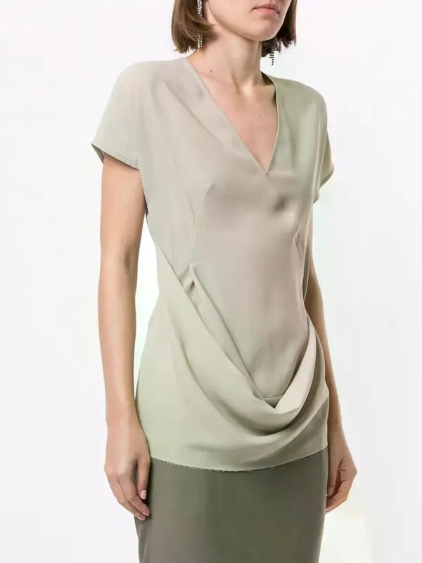 Rick Owens Short Sleeve Draped Blouse