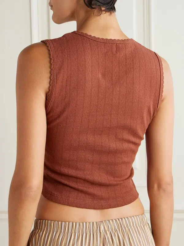 LESET Scalloped Pointelle-knit Tank