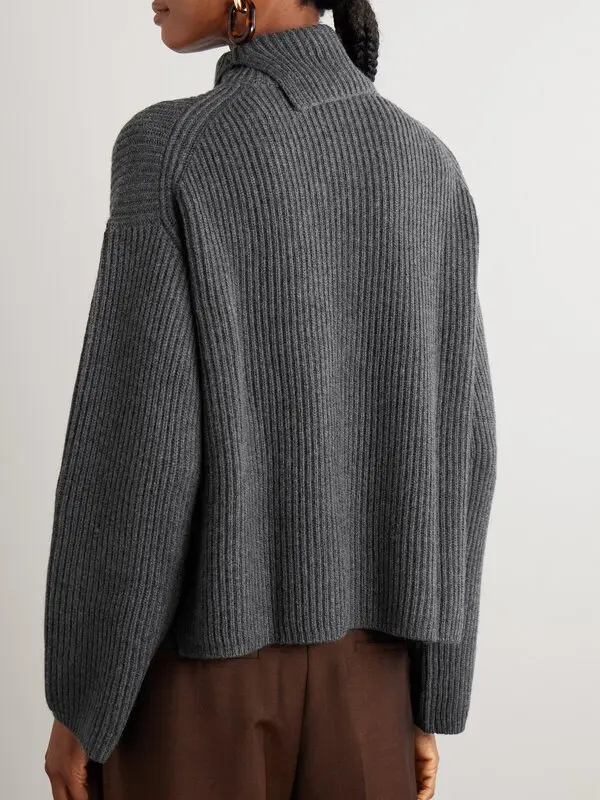 JOSEPH Ribbed Wool, Silk, And Cashmere-blend Turtleneck Sweater