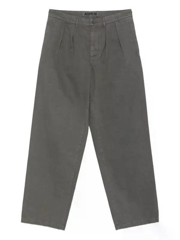 Aspesi Pleated Cotton Straight-leg Trousers