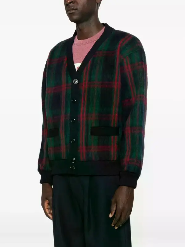 Aspesi Plaid Wool Cardigan - Green