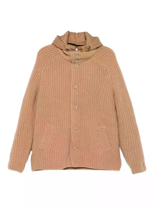 Herno Hooded Ribbed-knit Jacket - Neutrals
