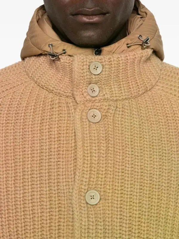 Herno Hooded Ribbed-knit Jacket - Neutrals