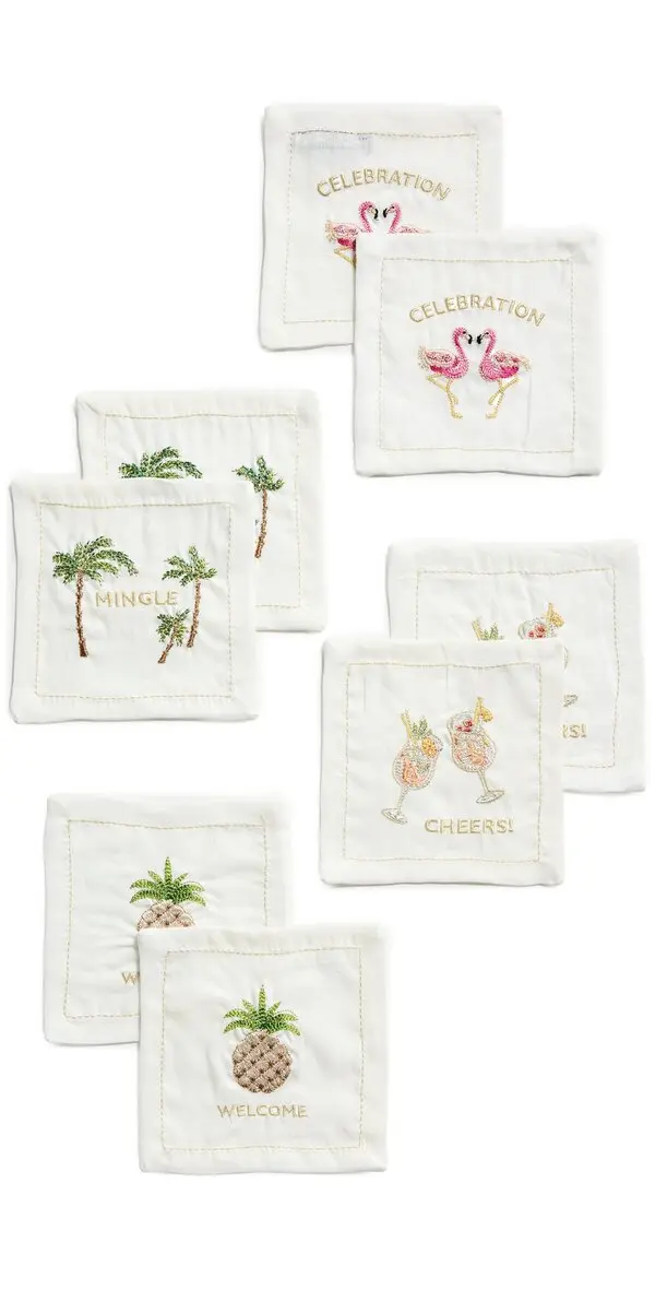 KIM SEYBERT Mingle Cocktail Napkins Set Of 8 - White/multi