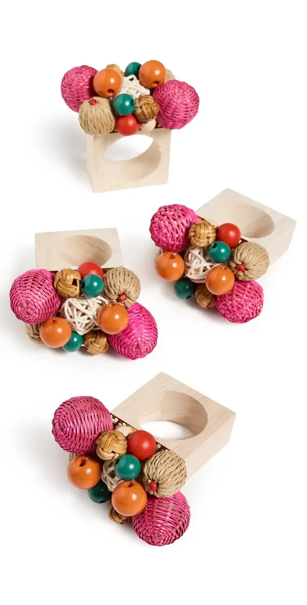 KIM SEYBERT Java Napkin Rings Set Of 4 - Multi