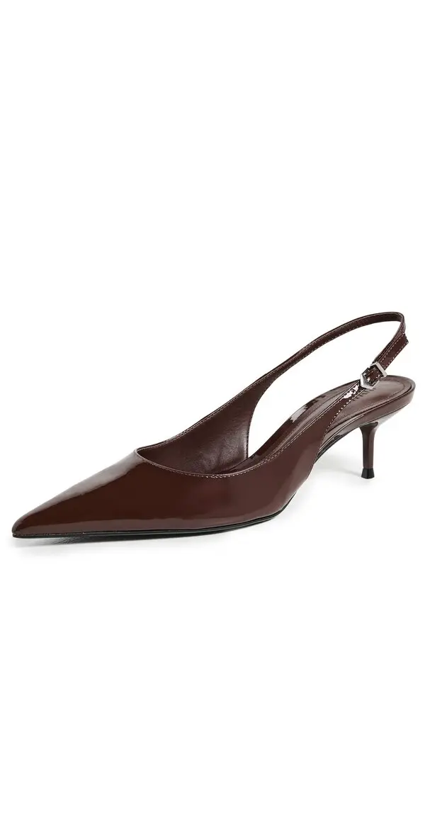 Schutz Paola Mid Slingback Heels - Root Brown