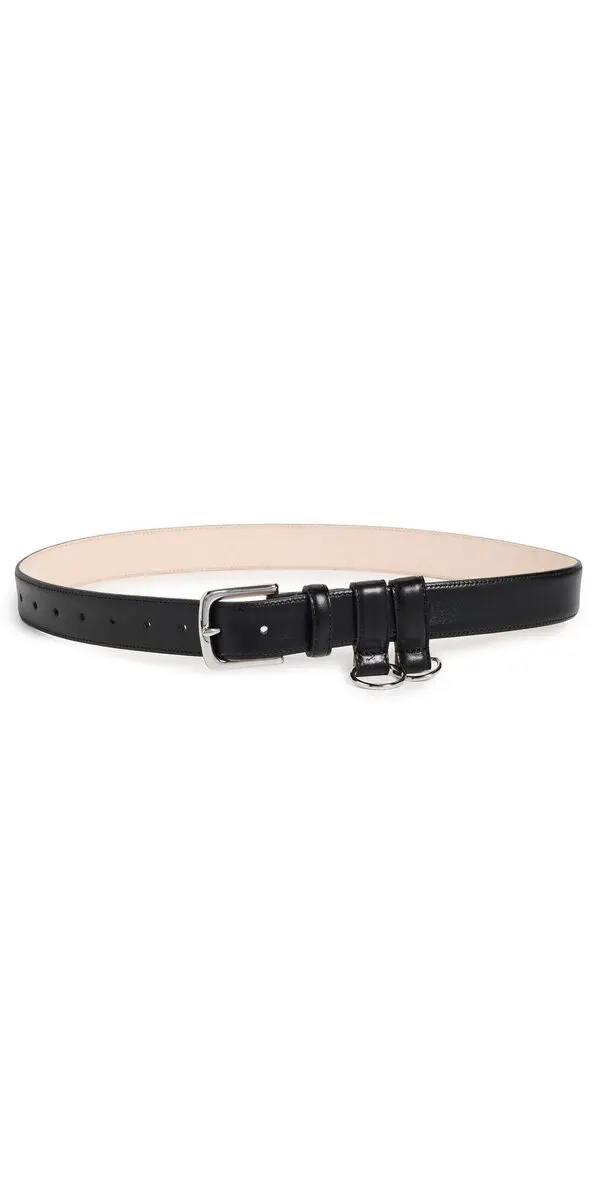 Tibi Ring Hardware Leather Belt - Black