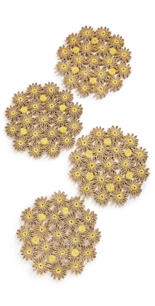 KIM SEYBERT Daisy Placemats Set Of 4 - Natural/yellow
