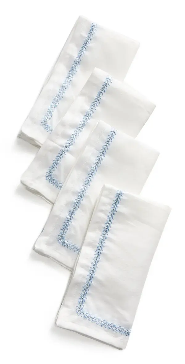 KIM SEYBERT Jardin Napkins Set Of 4 - White/periwinkle
