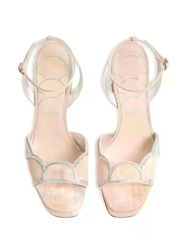 Valentino Garavani Embellished Moiré Platform Sandals - Pink