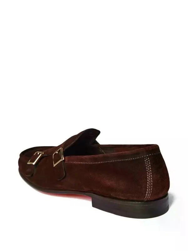 Santoni Double-buckle Suede Loafers