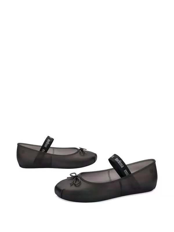 Melissa Sophie Fem Bow-detail Ballet Flats - Black