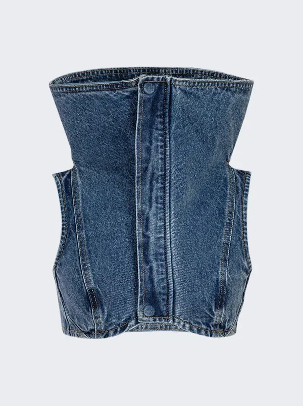Natasha Zinko Funnel Neck Denim Top - Blue