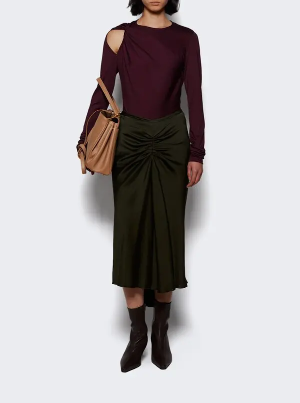 Victoria Beckham Gathered Waist Midi Skirt - Green