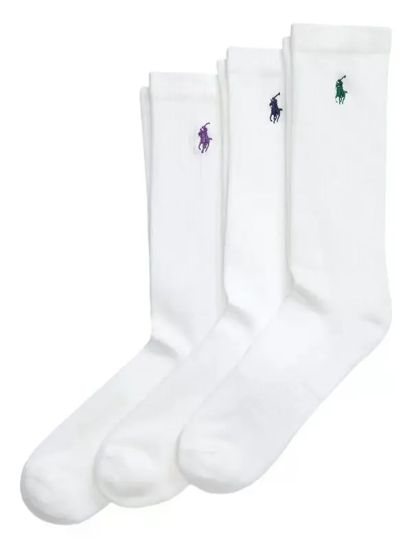 Polo Ralph Lauren Logo-embroidered Crew Socks Pack Of Three - White