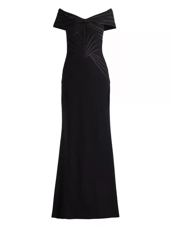 Tadashi Shoji Off-shoulder Panelled Gown