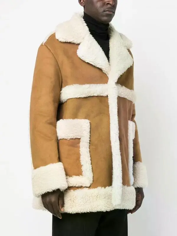 Sacai Faux-shearling Single-breasted Coat