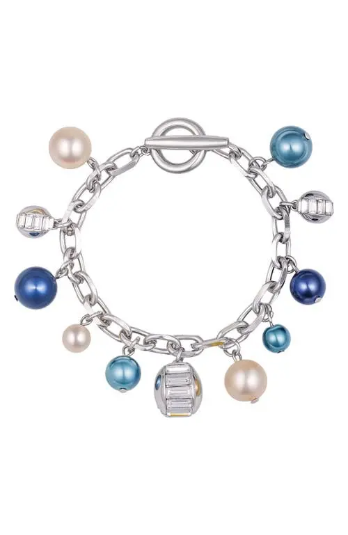Vince Camuto Pearl Crystal Charm Bracelet - Silver Tone