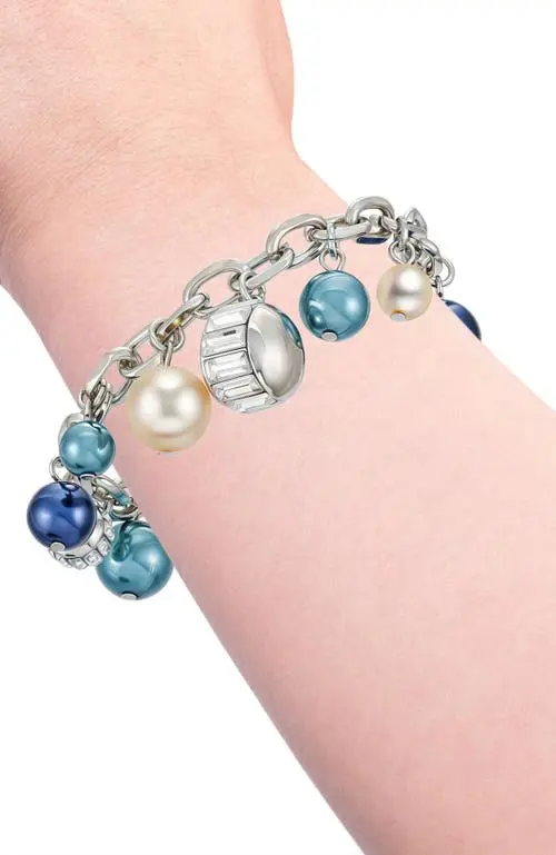 Vince Camuto Pearl Crystal Charm Bracelet - Silver Tone