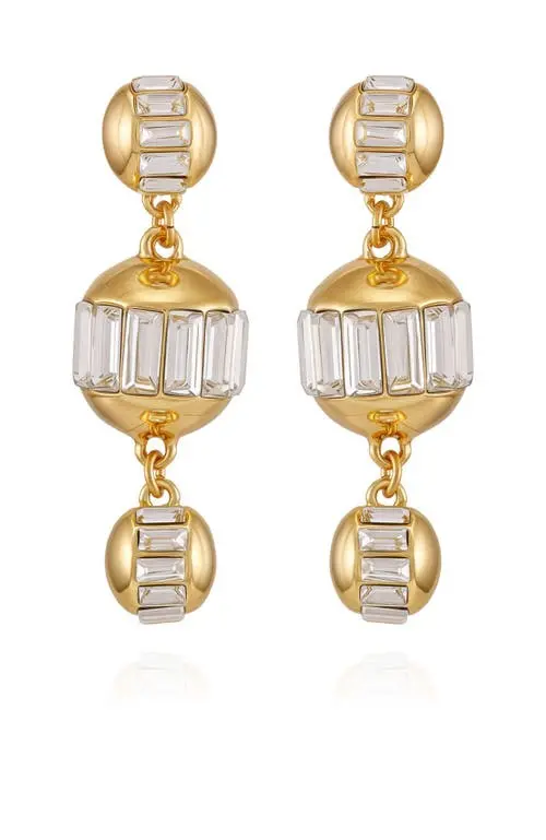 Vince Camuto Crystal Sphere Drop Earrings - Gold Tone