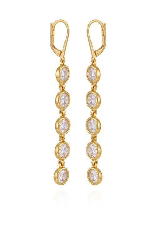 Vince Camuto Cubic Zirconia Drop Earrings - 14k Gold Plated