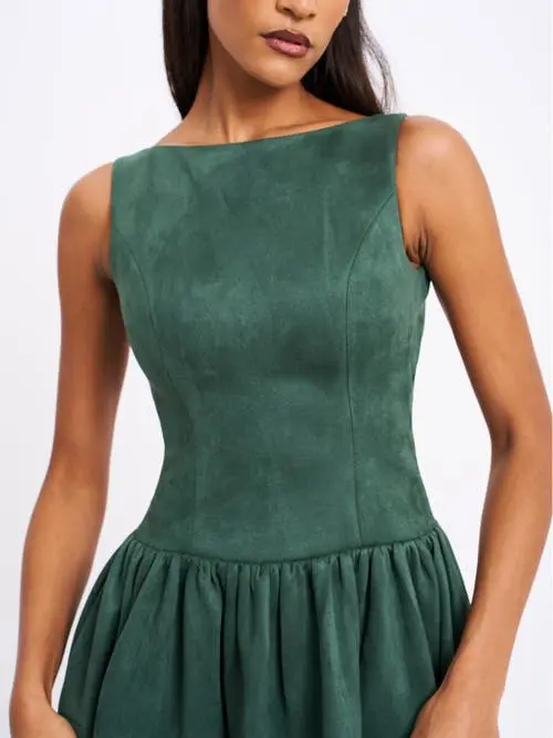 suede backless dress Bluet Suede Dress
