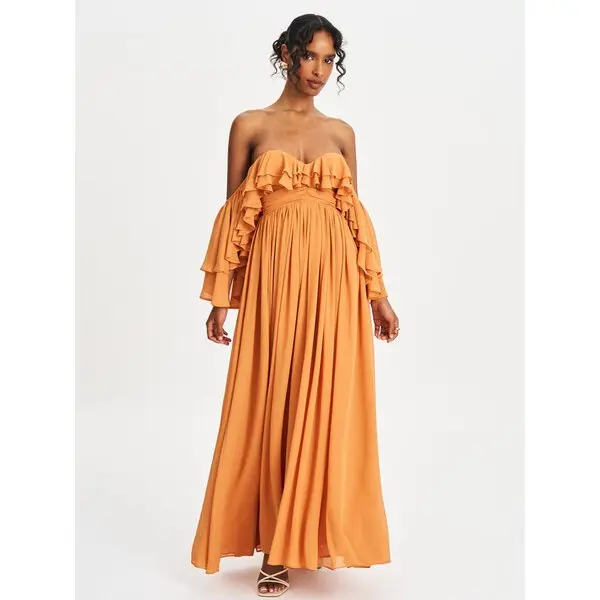MISS CIRCLE NEW YORK Kaela Off-shoulder Chiffon Maxi Dress