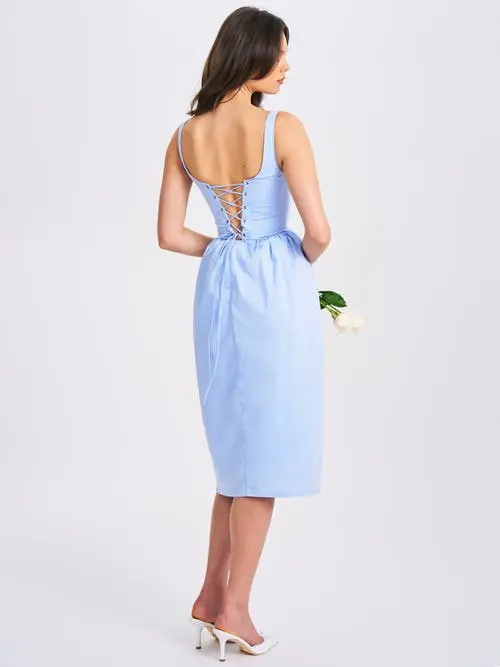 MISS CIRCLE NEW YORK Reina Drop Waist Corset Midi Dress