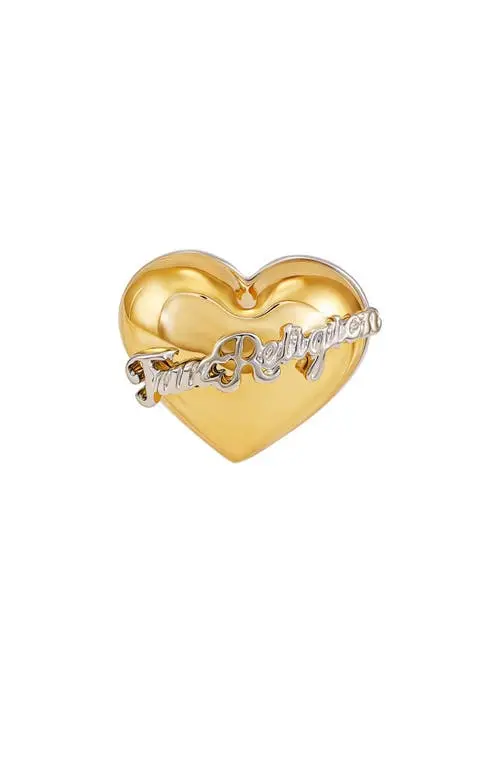 True Religion Heart Logo Ring - Goldtone