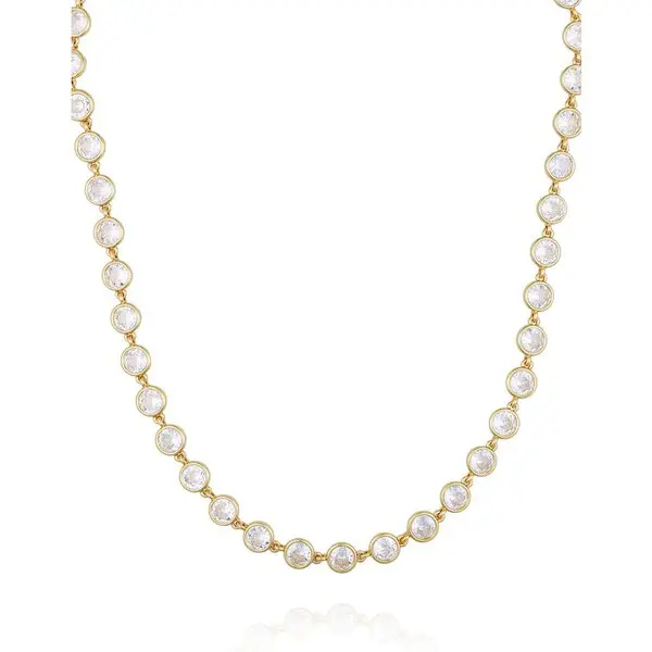 Vince Camuto Cubic Zirconia Bezel Necklace - 14k Gold Plated