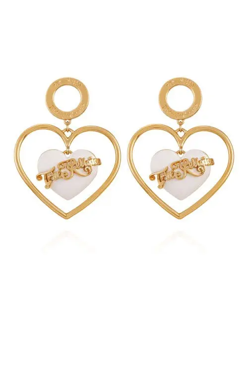 True Religion Heart Drop Earrings - Goldtone