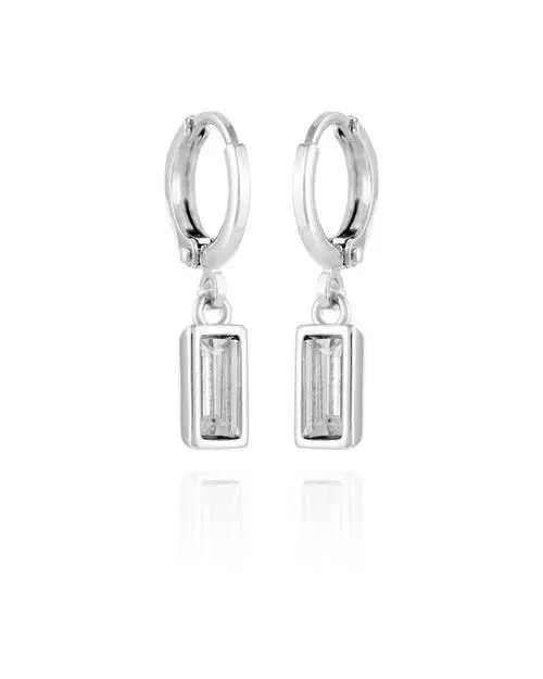 Vince Camuto Baguette Drop Earrings - Silver Tone