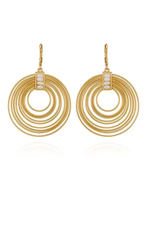 Vince Camuto Tiered Hoop Drop Earrings With Baguette Crystals - 14k Gold Plated