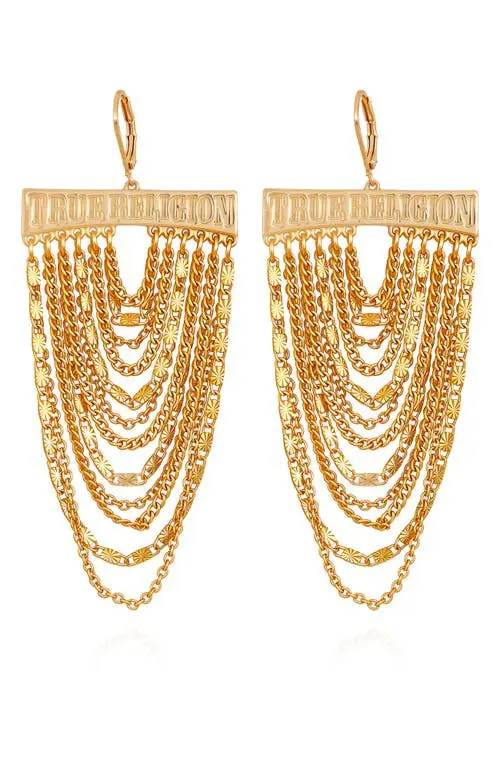 True Religion Cascading Chain Earrings - Goldtone