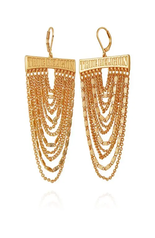True Religion Cascading Chain Statement Earrings