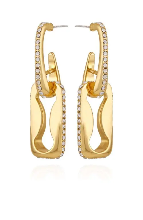 Vince Camuto Interlocking Link Drop Earrings With Crystal Pave - Gold Tone