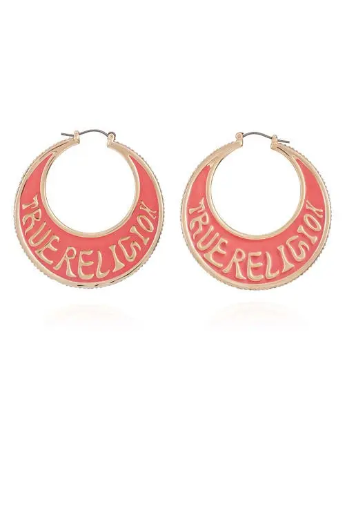 True Religion Logo Hoop Earrings - Rosegoldtone