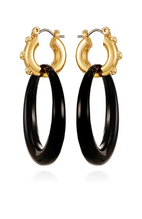True Religion Logo Hoop Earrings - Black