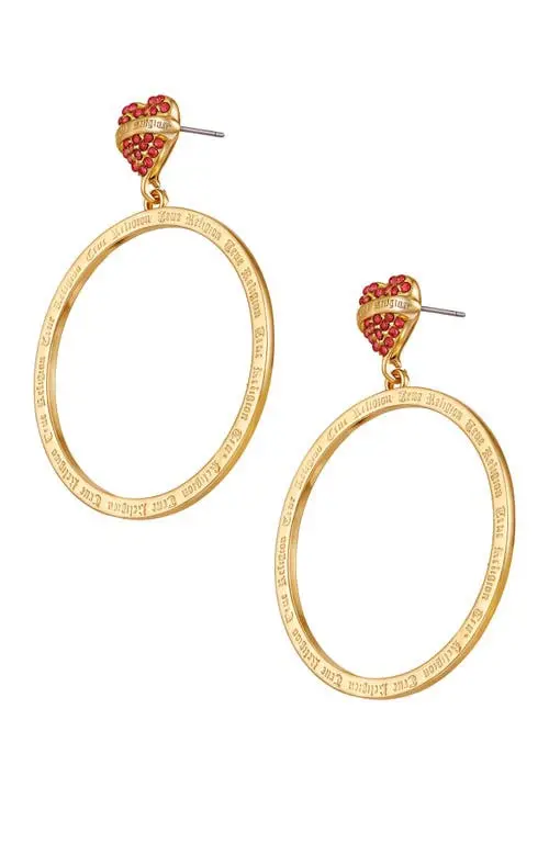 True Religion Heart And Hoop Statement Earrings